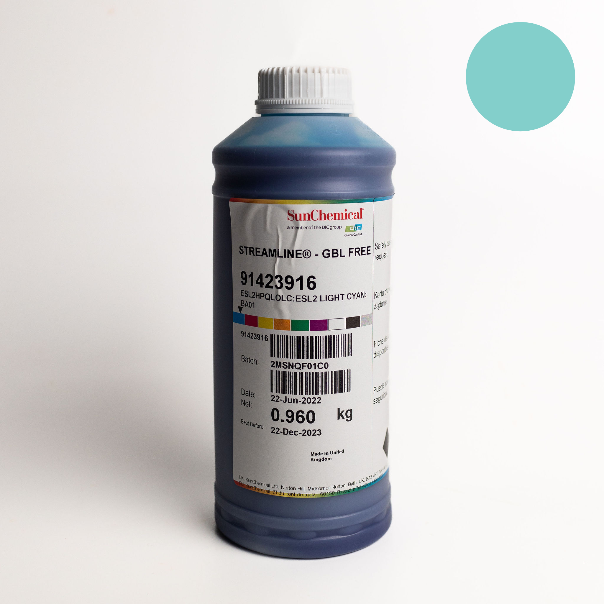 The Digital Ink Company / Streamline ESL2 - Light Cyan 1L Refill